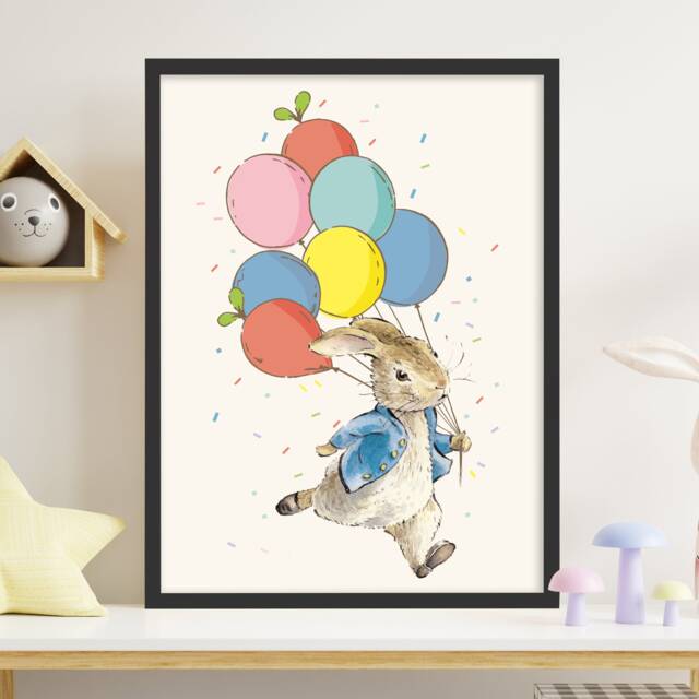 Official Peter Rabbit Print - With Party Balloons Wall Art by Etsy ...