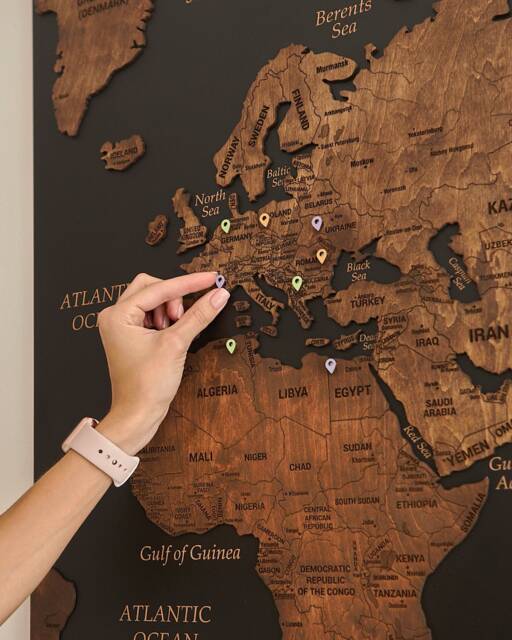 Wooden World Map Wall Art, Push Pin Travel Map, Large Personalized Cork ...