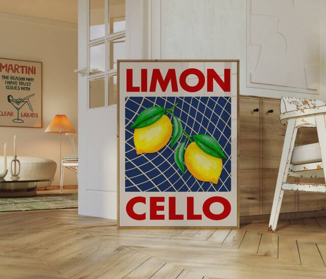 Limon Cello, Aesthetic Kitchen Wall Art Print, Maximalist Decor, Retro ...