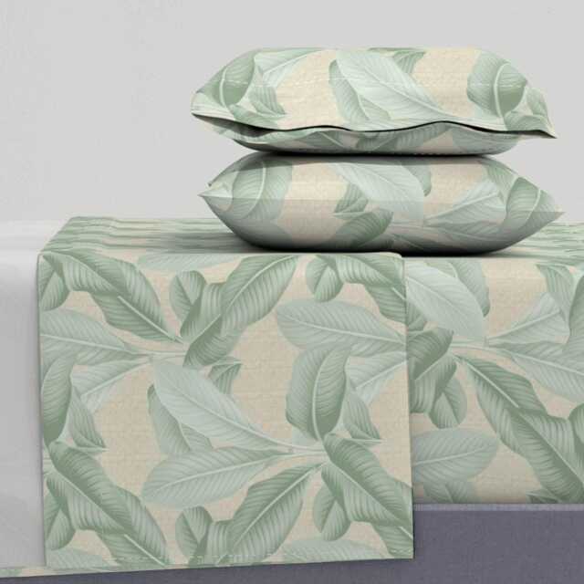 Vintage Jungle Sheets - Palm Sage On Oat By Peacoquettedesigns ...
