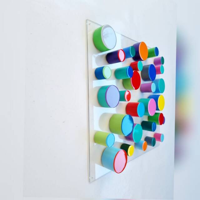 Hand Painted Wood Cylinder Wall Art Colorful 3D Sculpture by Etsy ...