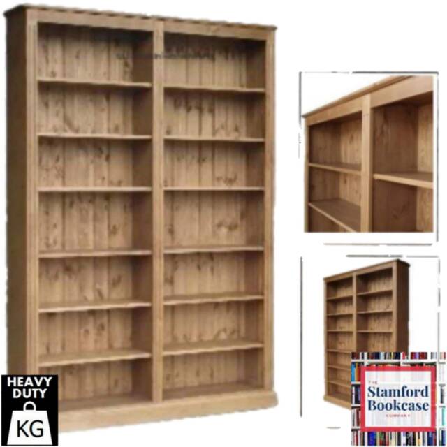 100% Solid Pine, 7Ft X 5Ft Adjustable Display Shelving, Library Bookcase, Tall Bookshelves ...