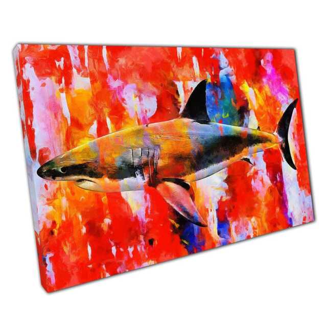 Colourful Abstract Shark Canvas Art Print For Home Office Decor by Etsy ...