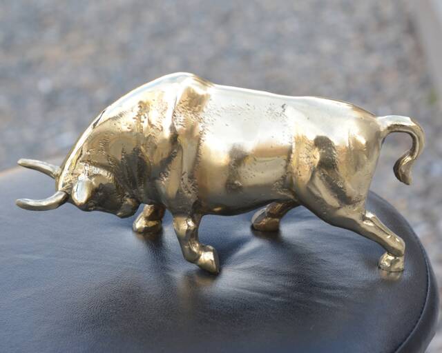 Copper Bull Statue, Handmade Brass Detection Trinket, Gold Circle, Gift ...