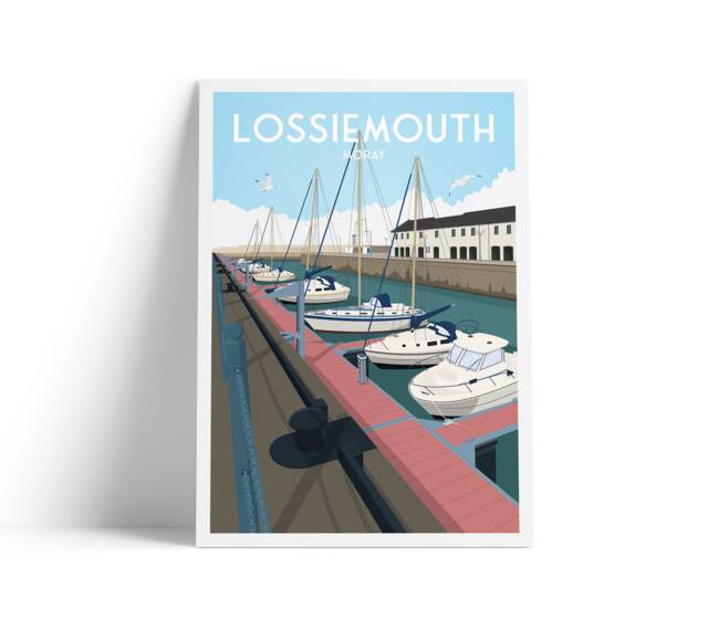 Lossiemouth Harbour Print - Moray Travel Poster Scotland Boats by Etsy ...