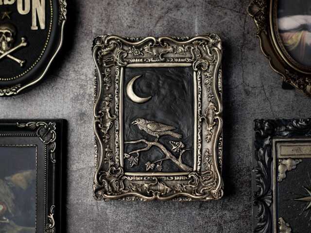 Raven Sculpture Wall Art Gothic Crescent Moon Decor by Etsy | ufurnish.com