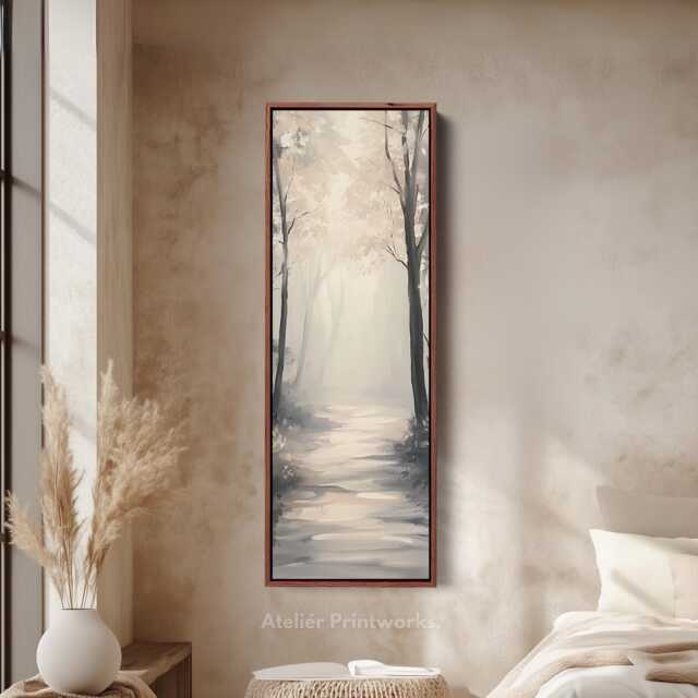Forest Path Watercolour Tall Narrow Artwork, Skinny Canvas Long Canvas ...