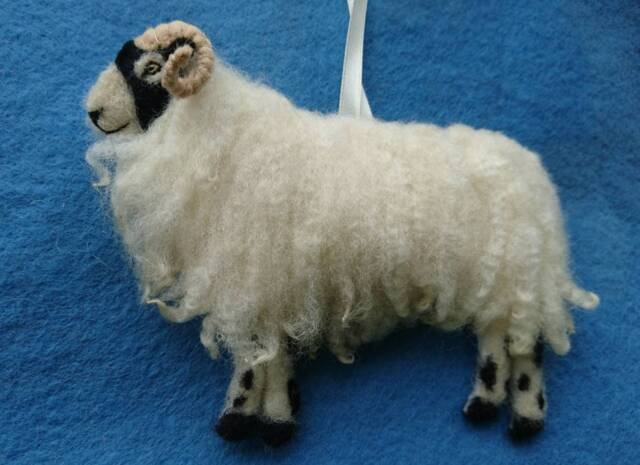 Needle Felted Swaledale Sheep Hanging Ornament. British Hill Breed ...