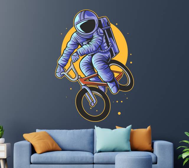 Bmx Wall Decal/ Astronaut Decor/ Sticker/ Bicycle Bike Decal - K529 by ...