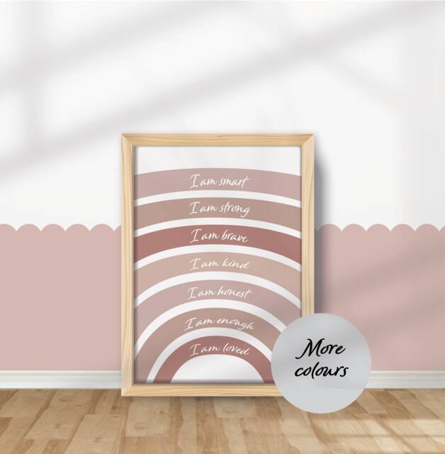 Girls Rainbow Positive Affirmation Print, Kids Poster, Nursery Playroom ...