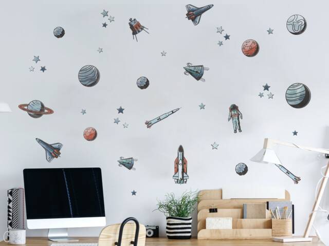 Space Exploration Wall Sticker Pack, Stickers, Rocket Decal, Decor ...