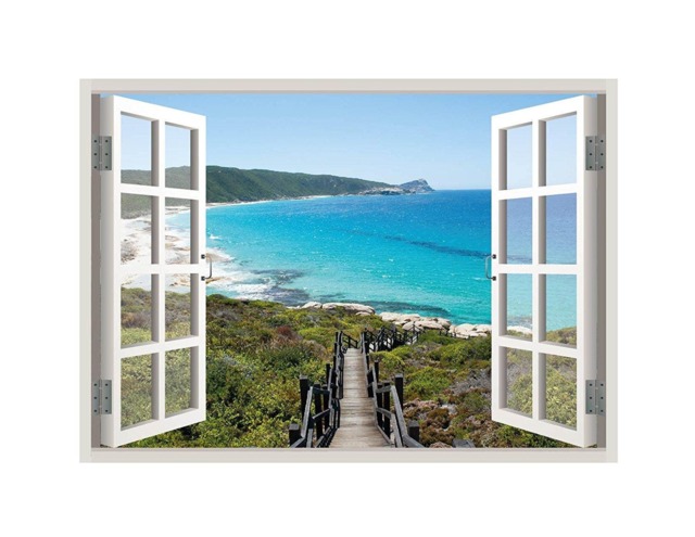 Malibu Bay Beach House View Window 3D Wall Decal Art Removable ...