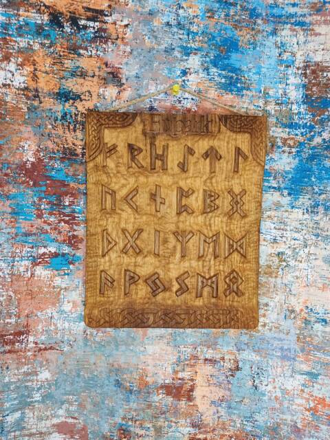 Runic Alphabet Wall Hanging, Runes Set, Elder Futhark Decor - Wooden ...