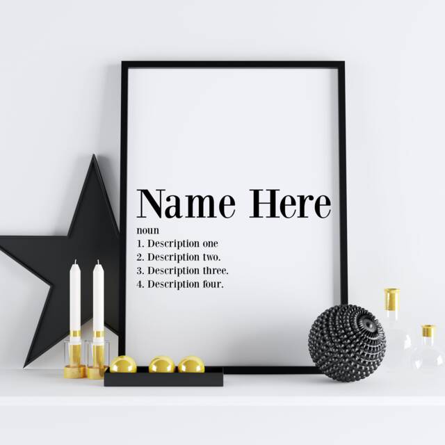 Custom Definition Print, Personalised Name Dictionary Art, Wall ...