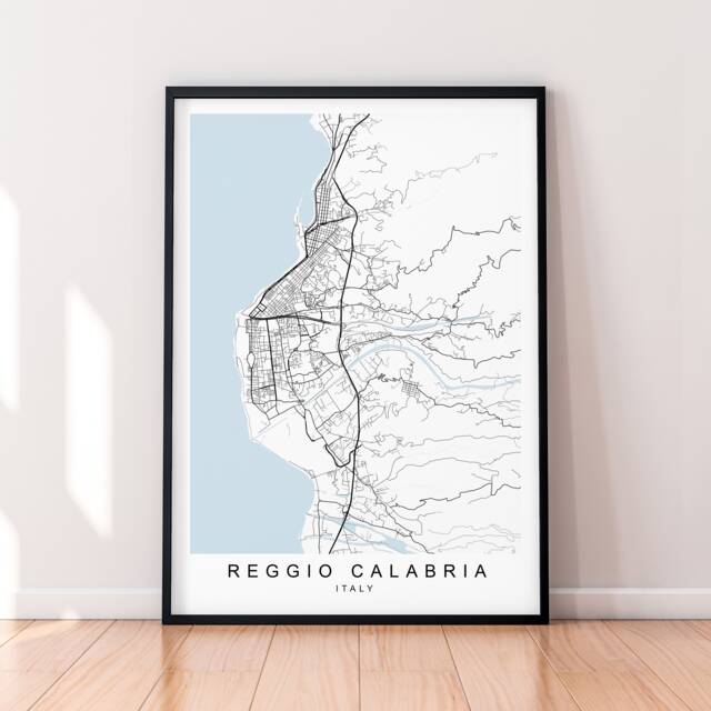 Reggio Calabria Town Map Italy Print Poster Minimalist Home Italia City ...