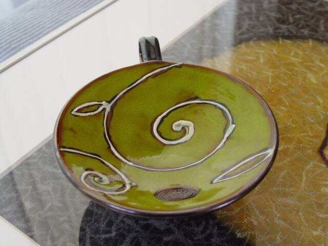 Handmade Green Ceramic Candle Holder - Floral Decor Table Centerpiece ...