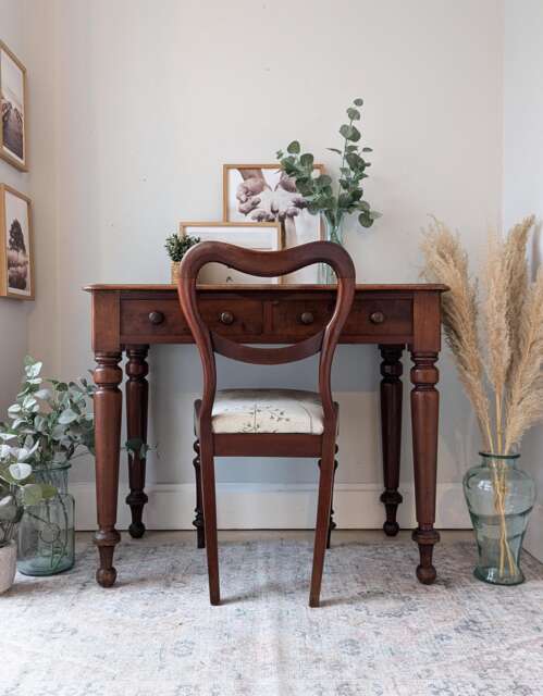 Charming Victorian Desk Set With Chair ~ Vintage, Mahogany Side Table ...