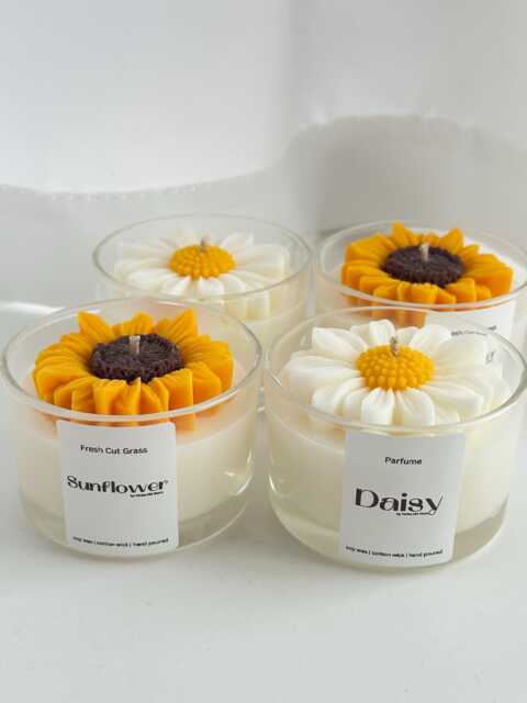Daisy & Sunflower Candles - Glass Jar 100G 200G by Etsy | ufurnish.com