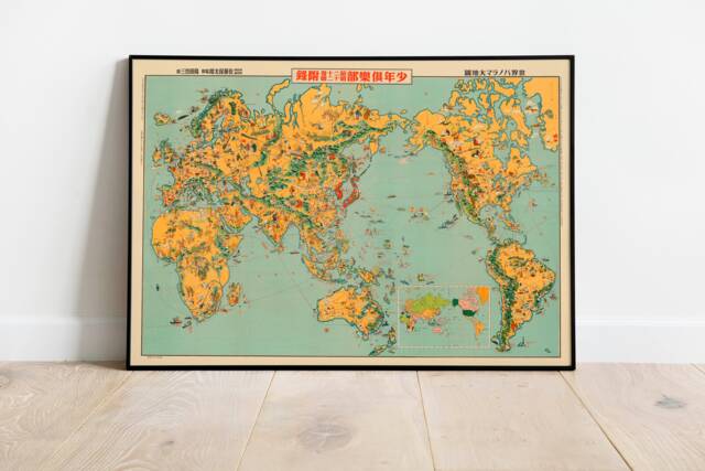 1933 Japanese World Map Print Vintage Wall Art Decor by Etsy | ufurnish.com