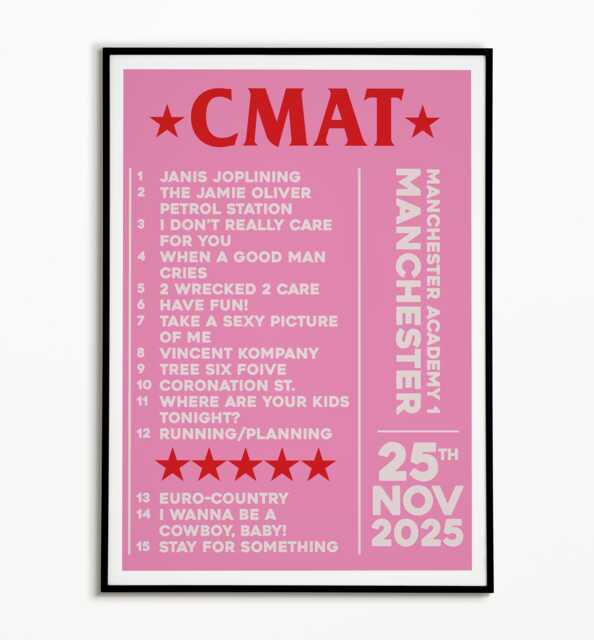 cmat Setlist Print 25Th Nov 2025 O2 Manchester Concert, Indie Art Pop ...