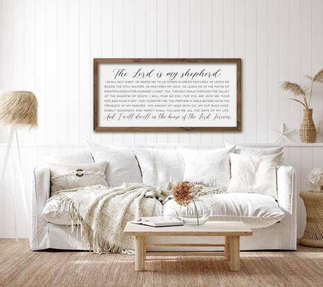The Lord Is My Shepherd Scripture Wall Art, Psalm 23 Farmhouse Decor ...