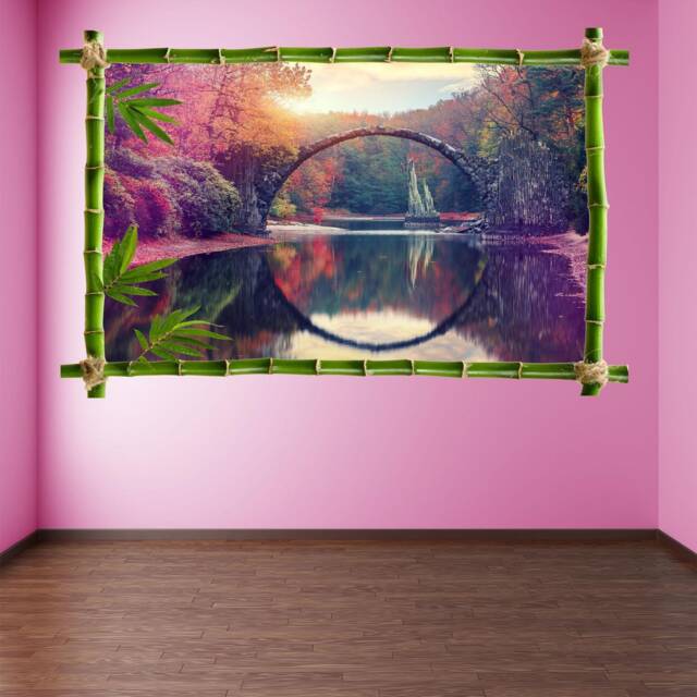 Autumn Bridge Nature Wall Decal Sticker Mural Poster Print Art Home ...