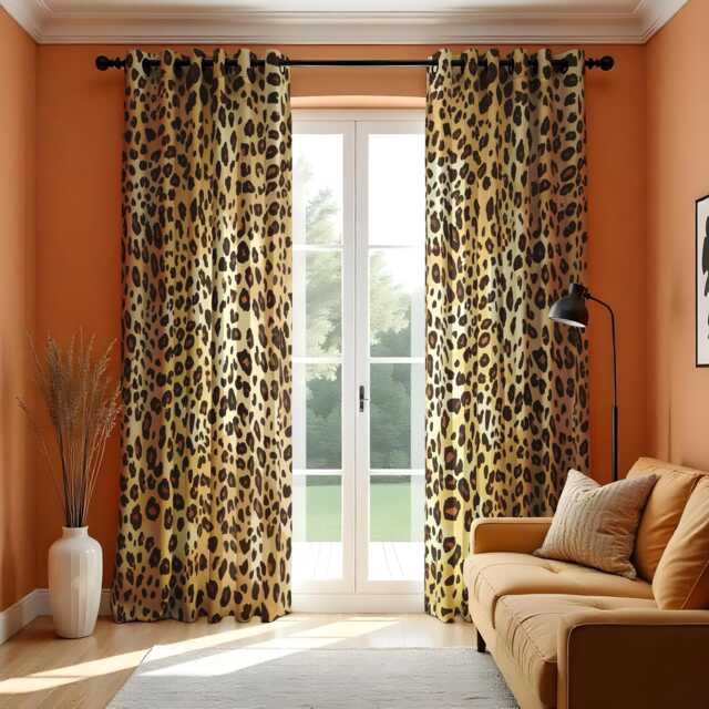 Classic Leopard Print Curtain, Bold Brown & Tan Animal Design, Modern ...