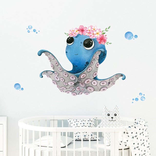 Cute Cartoon Octopus Marine Animal Wall Stickers, Children's Room ...