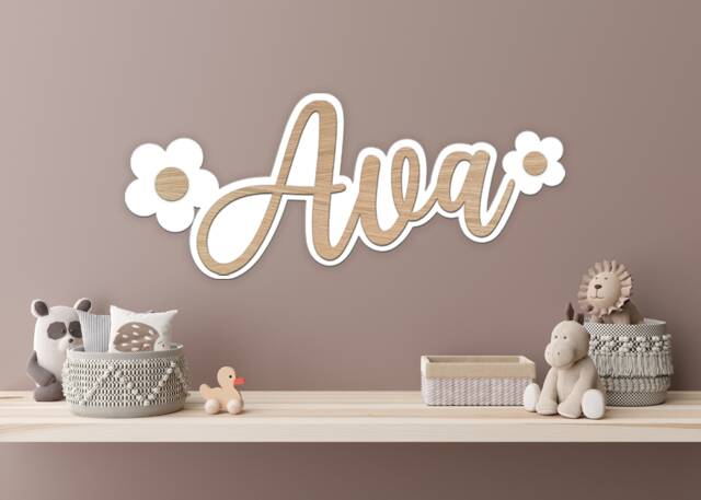 Personalised Name Flower Wall Art Daisy Decor Girls Room Sign Wooden ...