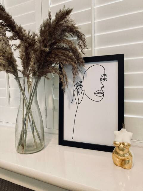 Continuous Line Portrait, Simple Drawing, Natural Hair, Art Print, Black & White, Art, Owned ...