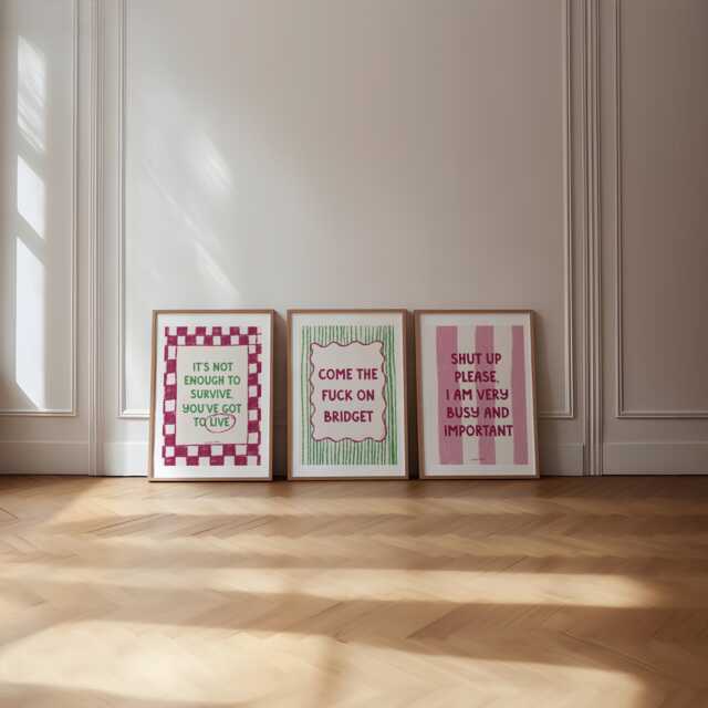 Bridget Set Of 3 Art Print Poster, Movie Theatre Broadway Quote, Funny ...