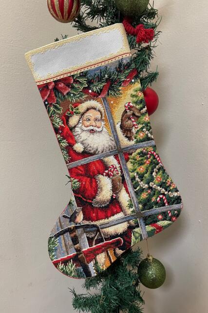 Personalized Christmas Stocking With Hand Embroidered Santa Claus ...