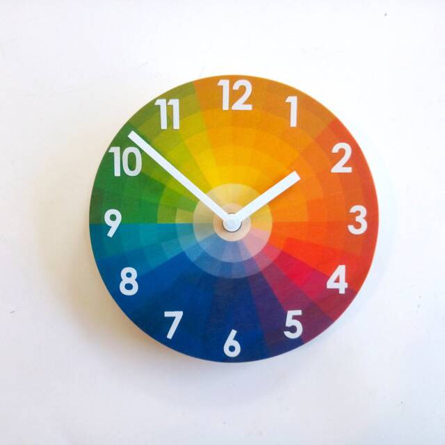 Glow in The Dark Color Wheel Clock Mid Century Modern Silent Wall Decor ...