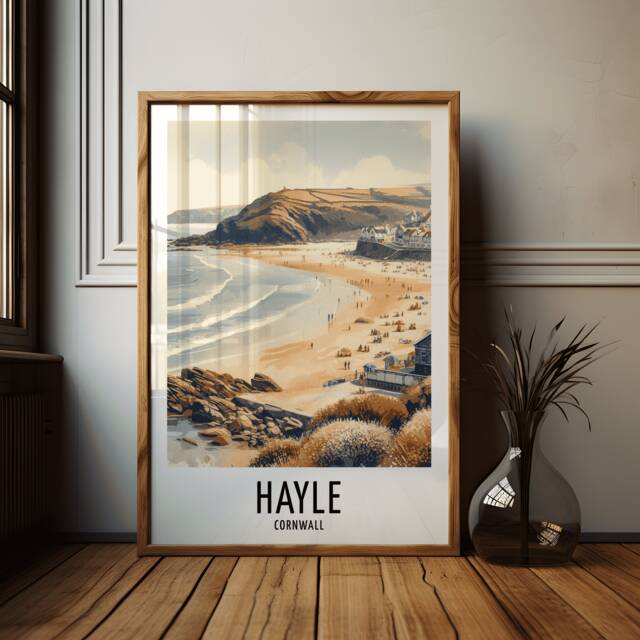 Hayle Travel Print - Watercolour Poster Design - Wall Artwork Cornwall ...