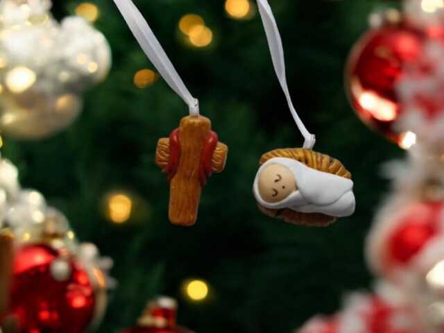 Baby Jesus Ornament/Cross Religious Polymer Clay Christmas Manger ...