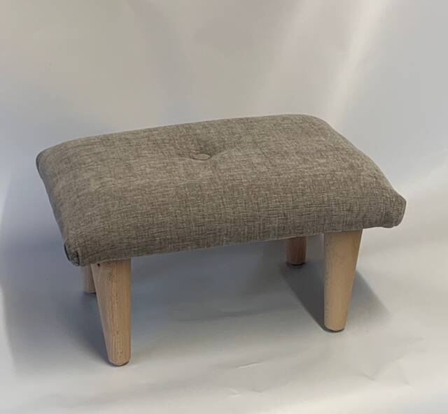 Small Buttoned Footstool Pouffe - Warwick Fabrics Rouen Thunder Grey ...