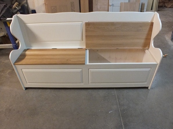 6 Ft Painted Monks Bench With Split Solid Oak Seat & Divider - Bespoke ...