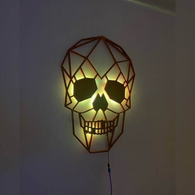 Wood Quote Polygon Skull With Led, Made Of Wood, Wall Shield, Skull ...