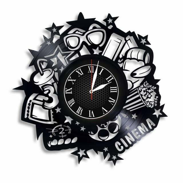Cinema-Themed Handmade Vinyl Clock - Perfect For Movie Lovers & Home ...