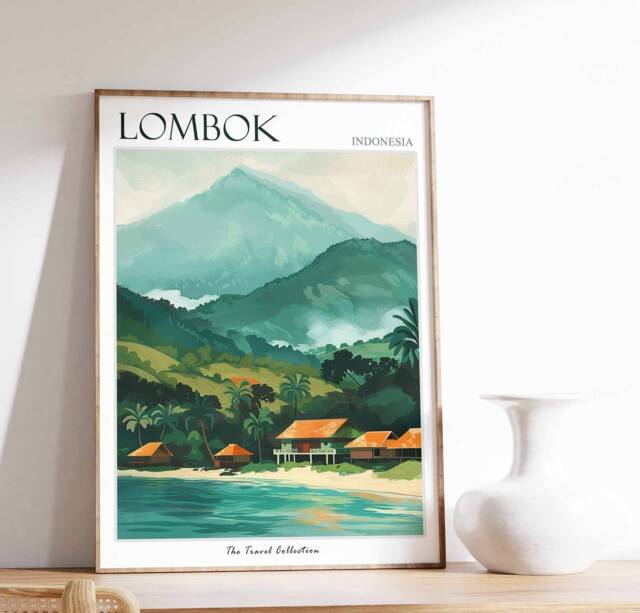 Lombok Poster, Indonesia Travel Print, Indonesian Decor, Asia Asian ...
