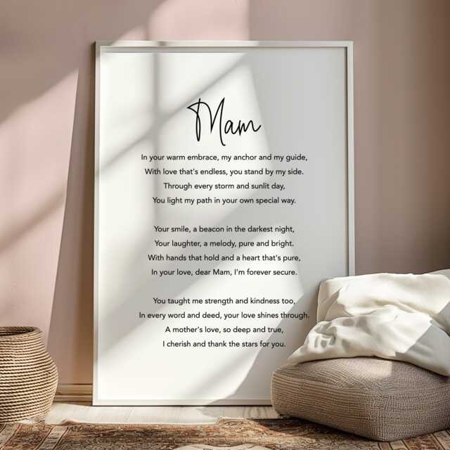 Mam Poem Print, Gift For Mam, Birthday Gift, Christmas Home Decor ...
