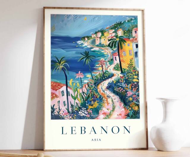 Lebanon Travel Poster Mediterranean Sea Print, Asia Wall Art by Etsy ...