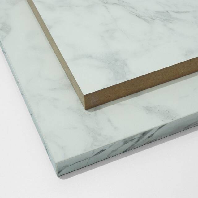 White Marble Effect Mdf Square - Matching 2mm Abs Edging On All Sides ...