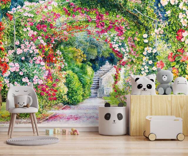 Painted Spring Garden - Removable Wall Mural, Peel & Stick Decal ...