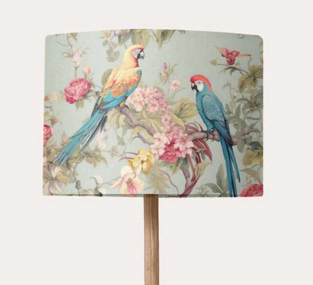 Handmade Lampshade Floral Print With Parrot Design Vintage Lampshade ...