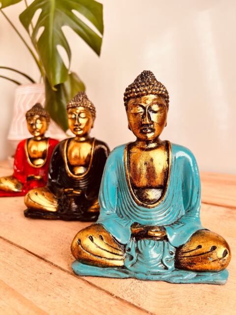 Hand Painted Buddha Ornanment, Sitting Statue With Hands in Lap ...