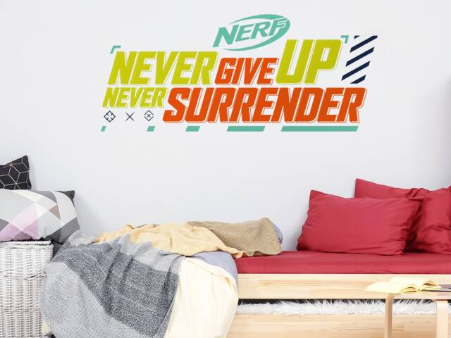 Never Give Up Nerf Wall Sticker, Decal, Themed Bedroom, Sticker Pack by ...