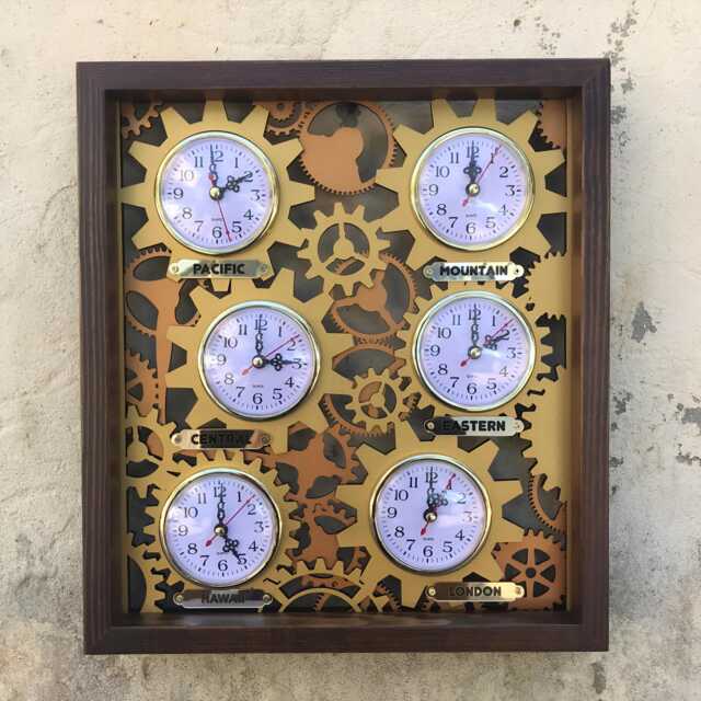 Multi-Time Zone Wheel Clock Hand-Painted Mdf Wall Decor by Etsy ...