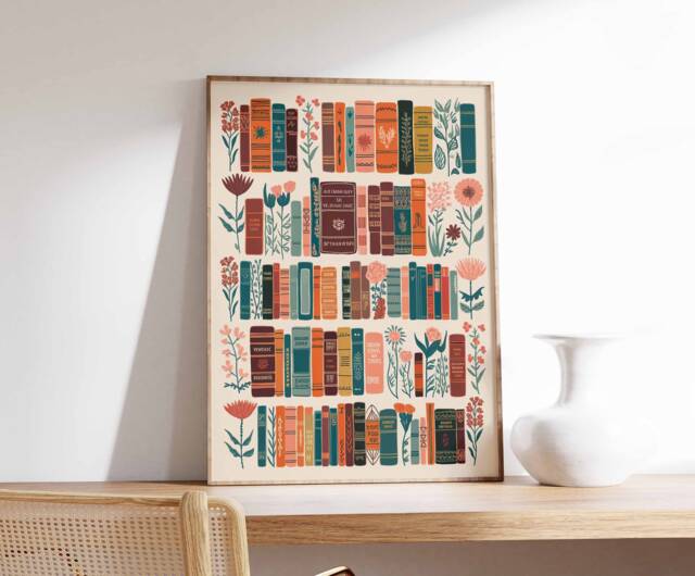 Vintage Library Poster, Book Art, Reading Lovers Gift, Antique Wall ...