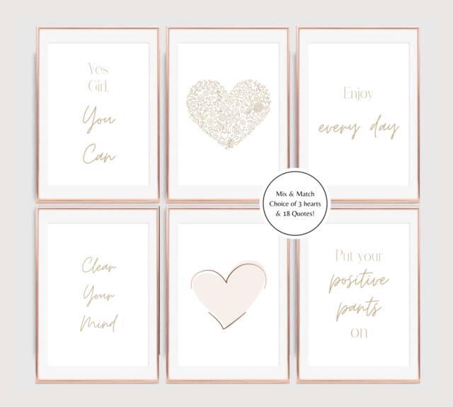 Beige Quote Prints, Neutral Living Room Print, Hearts Bedroom Wall Art ...